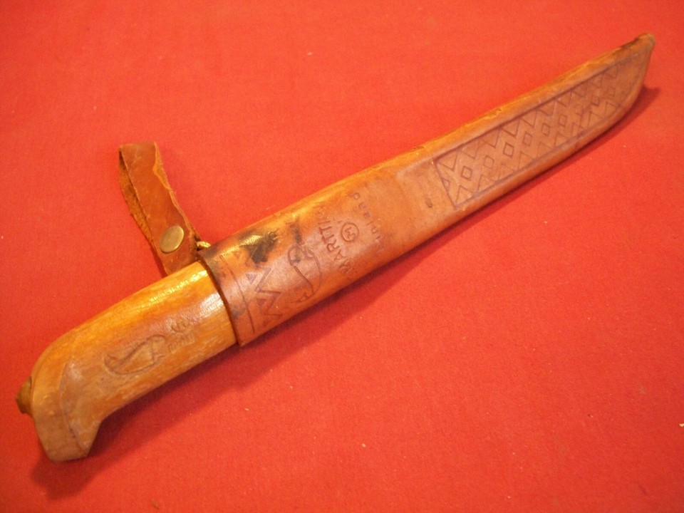 J. Marttiini Filet Knife W/ Leather Sheath & Hand Scrip Signiture Blade ...