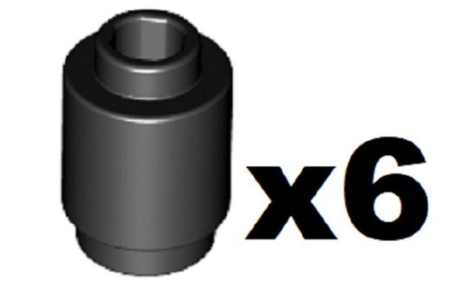 🧱 LEGO 6 New Black Bricks Round 1 x 1 Open Stud Piece Building Part ...