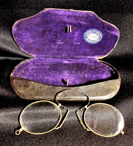 Antique Pinch Pince Nez Nose Eye Glasses w/ Case | eBay