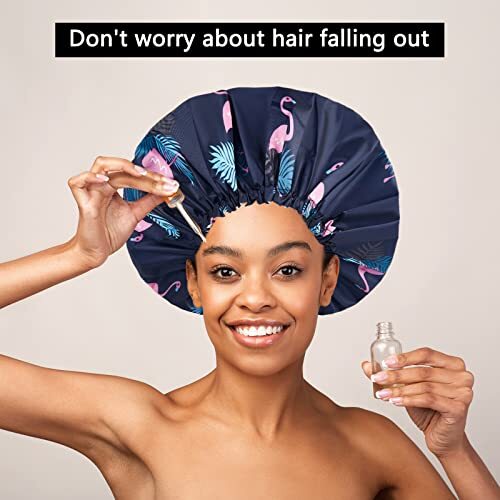 Shower Cap, Large Adjustable & Reusable, Double-Layer for Dreadlocks ...