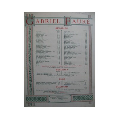 Fauré Gabriel Tarantella Singer Piano 19th | eBay