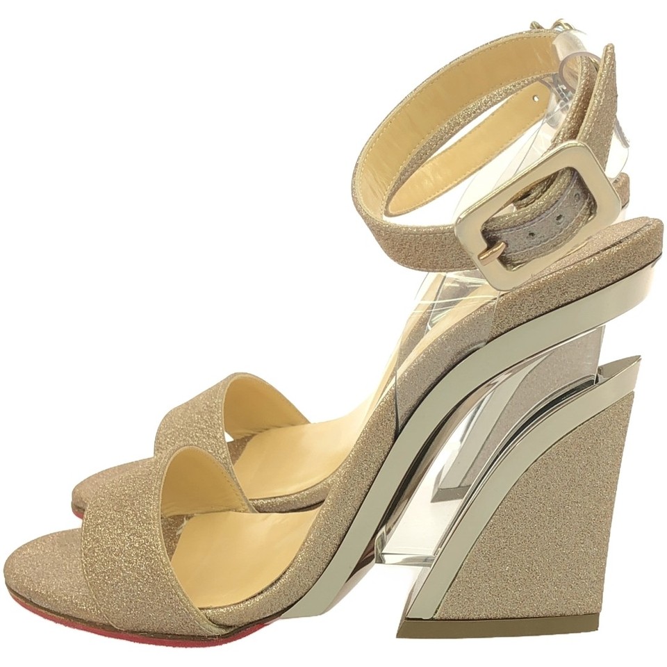 Christian Louboutin LEVITALO 100 Glitter PVC Strap Heel Sandals Pink Used MESC-0 | eBay