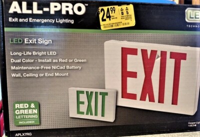 All-Pro EXIT SIGN Red/Green LED Light APLX7RG - NEW | eBay