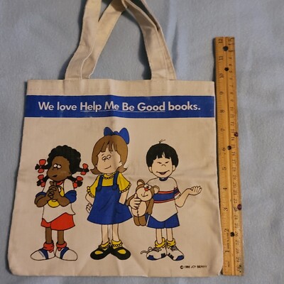 Joy Berry Canvas Book/Tote Bag 1988 10" x 10" "We Love Help Me Be Good ...