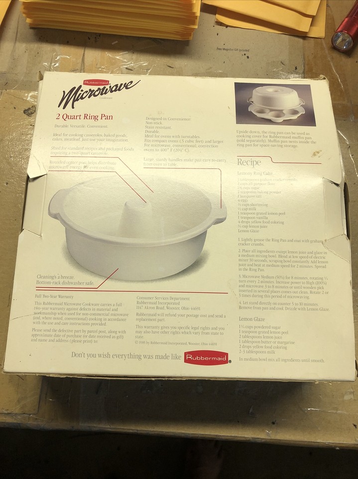 Vintage RUBBERMAID 2 quart Ring Pan Microwave Conventional Non Stick ...