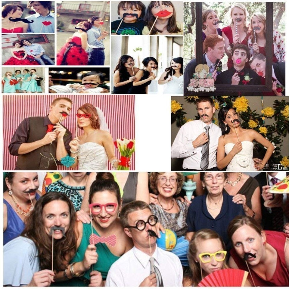 Valentine's Day Photo Booth Props Mustache on Stick Heart Angel with ...