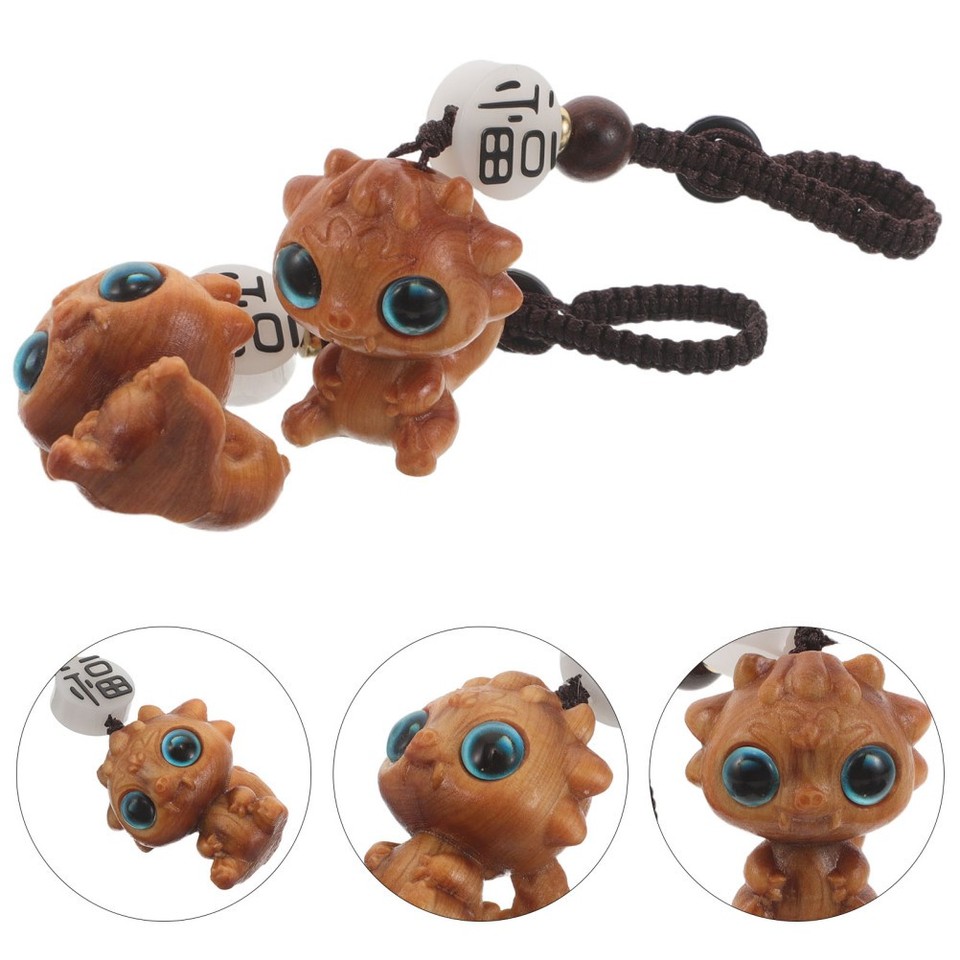 2pcs Wood Dragon Hanging Ornament - Hand-Carved Small Dragon Sculpture ...