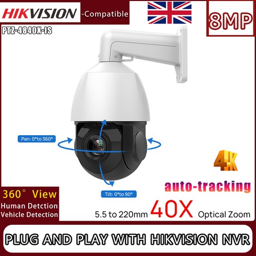 Hikvision Compatible 4K 8MP PTZ 40x Zoom auto-tracking IP Camera 360 ...