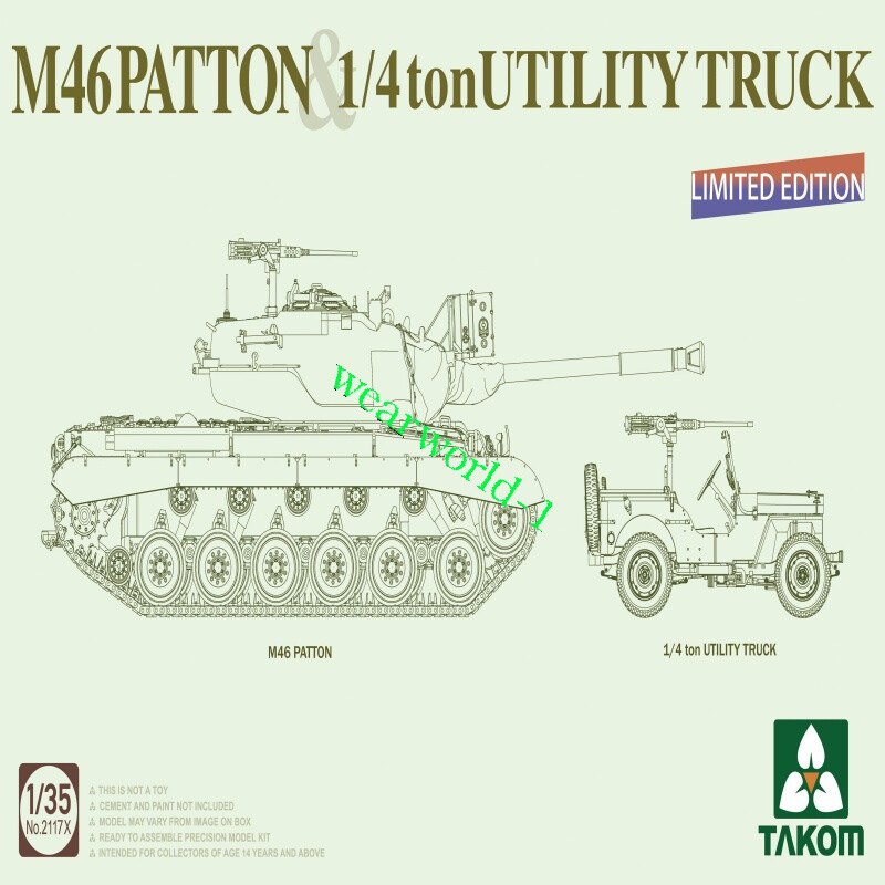 Takom 1/35 US M46 Patton and 1/4 Ton Utility Truck Limited Edition ...