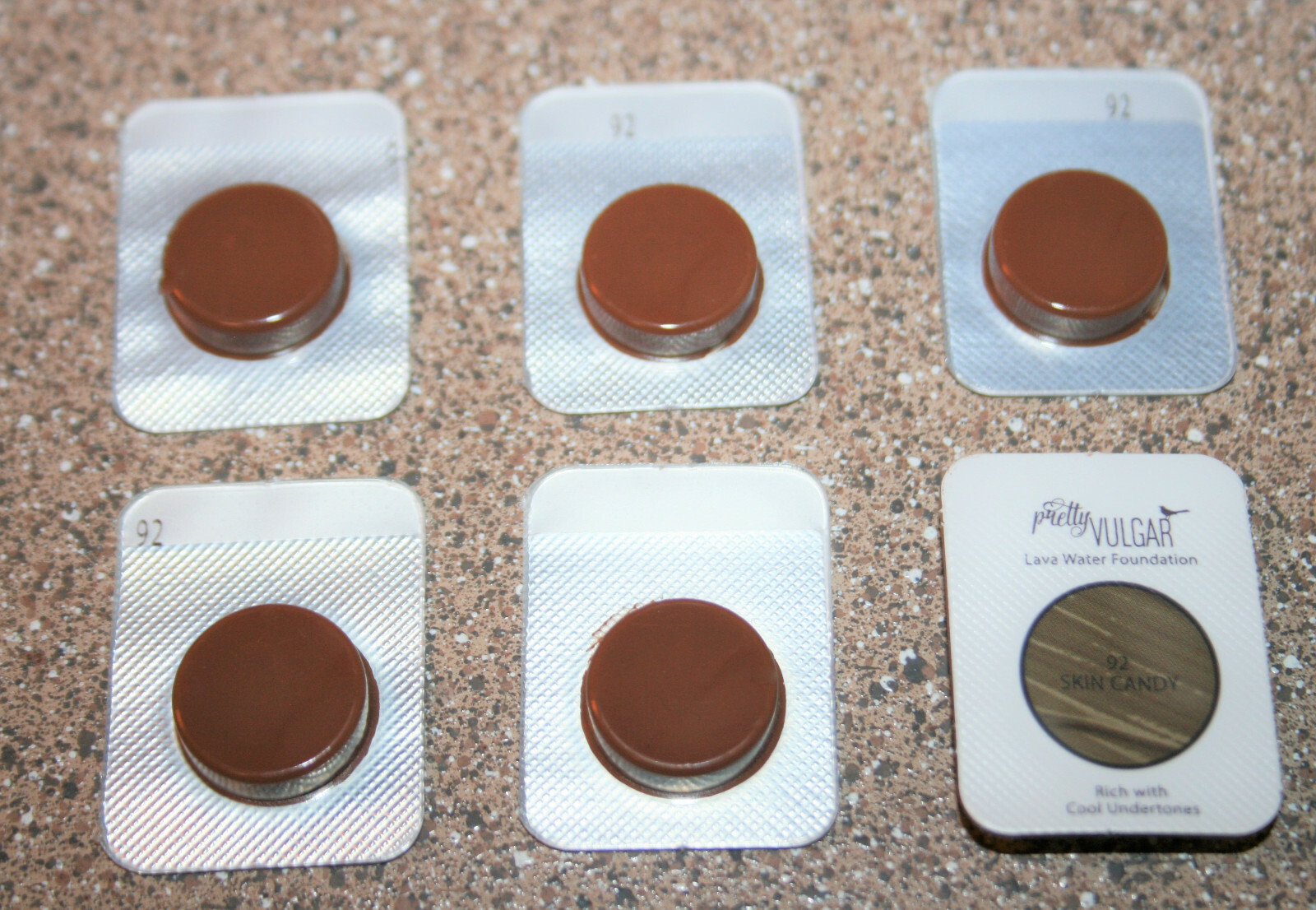 6 x Pretty Vulgar COOL AF Lava Water Foundation 92 Skin Candy Samples ...