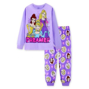 girls Princess PJS 100% cotton long sleeve pyjamas sets size1-6 purple ...