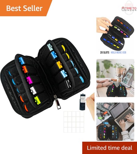 USB Flash Drive Case Neoprene 20 Slots Storage Organizer Bag for Thumb ...