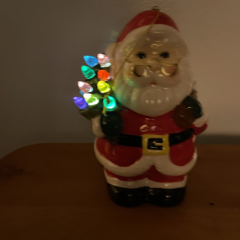 Mr. Christmas Light Up Santa With Tree Battery Operated Ornament | eBay