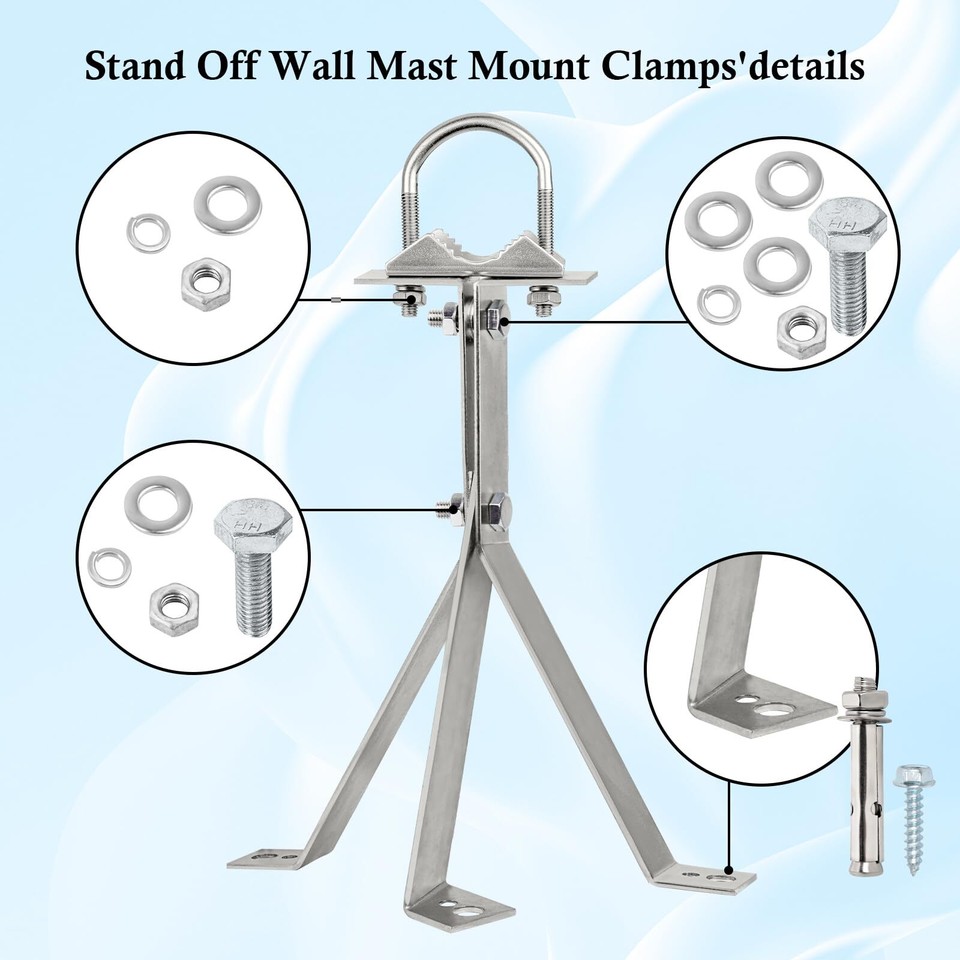 XRDS-RF Antenna Wall Mount 14 Inch Heavy-Duty Stand Off Wall Mast Mount ...