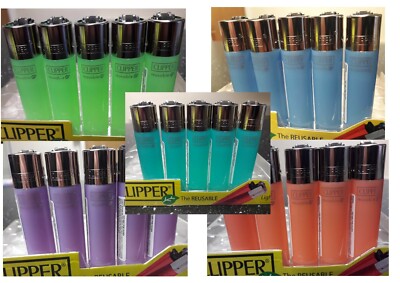 4 x Clipper Lighters MULTI COLOUR FADE Gas Lighter RARE Refillable SET ...