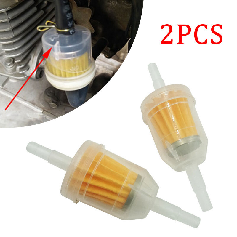 2x Universal Clear Fuel Filter Petrol In-Line Fit 6 or 8mm Pipe Filter ...