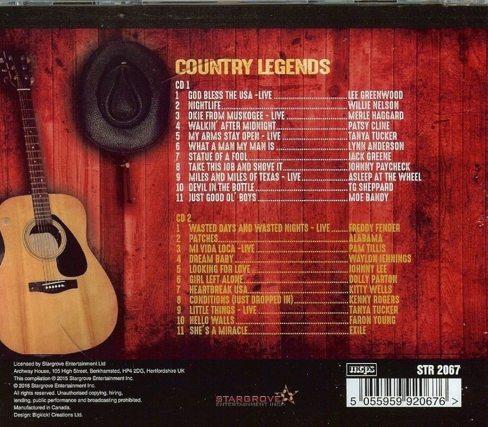 COUNTRY LEGENDS - VARIOUS COUNTRY LEGENDS - 2 CD SET - NEW - FREE ...