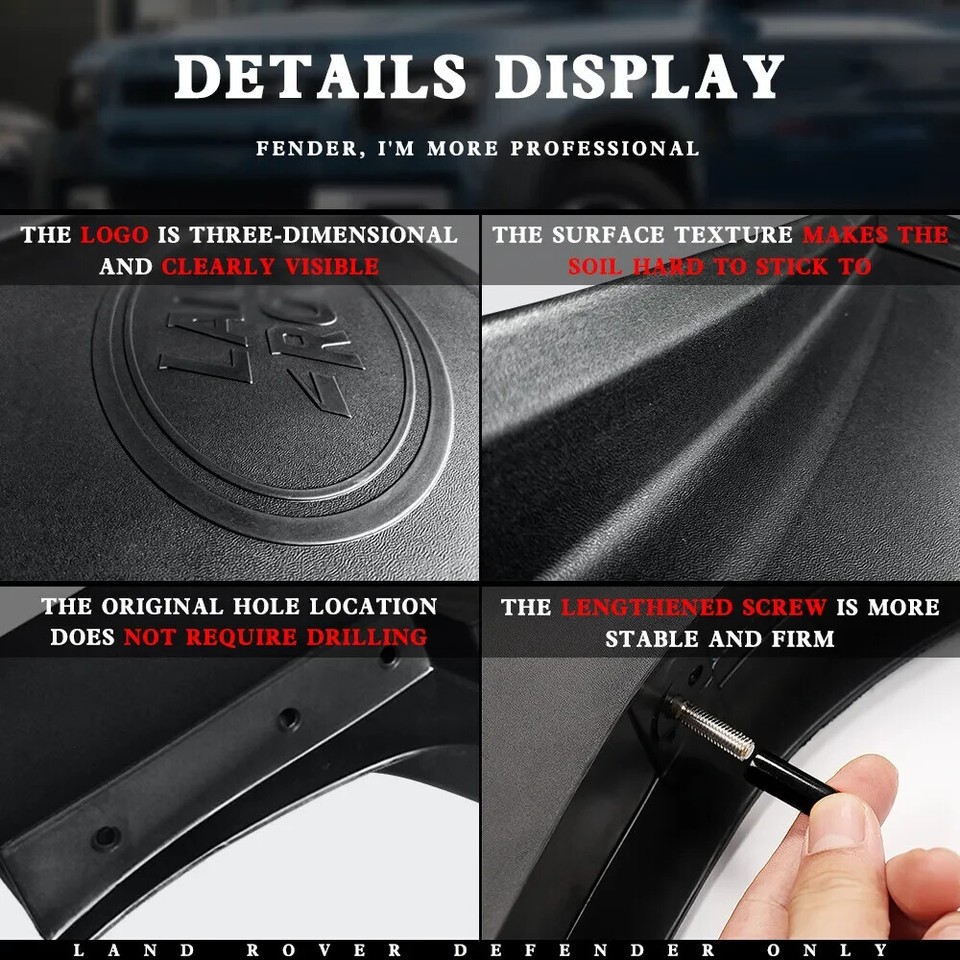 MUD FLAPS FOR LAND ROVER DEFENDER 90 110 2020-2024 MUDFLAPS MUDGUARDS ...