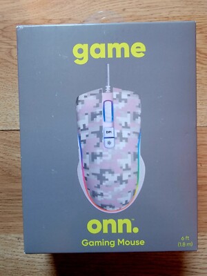 NEW Game Onn. Gaming Mouse USB LED Lighting 6 ft. Pink Gray Camoflauge ...