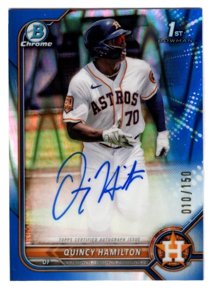 Quincy Hamilton 2022 Bowman Chrome 1st Year Blue RayWave Refractor Auto ...