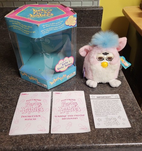 Rare 1999 Furby Babies 70-940 Pink / Blue, Brown Eyes , Open Box With ...