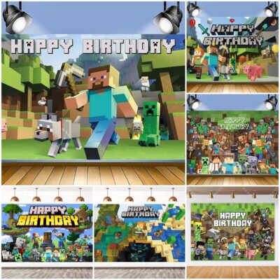 Kids Minecraft Birthday Backdrop Wall Banners Birthday Party Photo ...