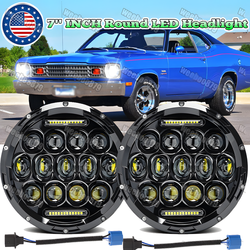 Newest Pair 7" LED Round Headlights 130W fits for Plymouth Duster 340 ...