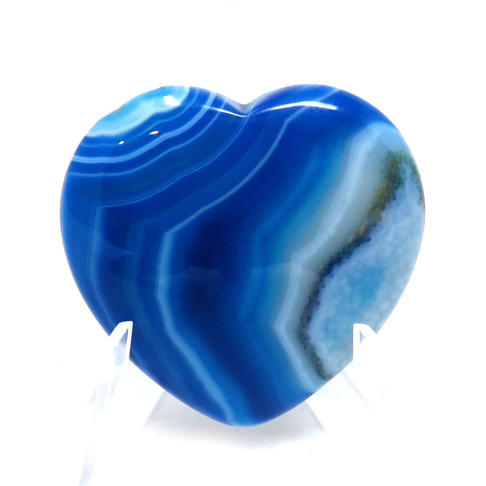 Blue Agate Stone Heart #523 - 40mm or 1.5" - Valentines Day Love Pocket ...
