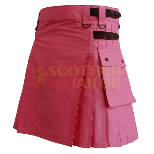 Handmade Pink Utility Kilt Leather Straps Utility Kilt & Custom Size ...