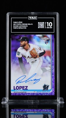 2019 Topps Chrome Pablo Lopez Purple Refractor Auto Rookie RC Gem Mint ...