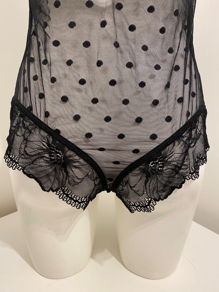 Black Lace Teddy All In One Body 38DD Underwired padded cups Stretch ...