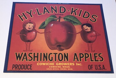 Hy Land Kids Brand Apple Crate Label - Cowiche Growers Inc. - Cowiche ...