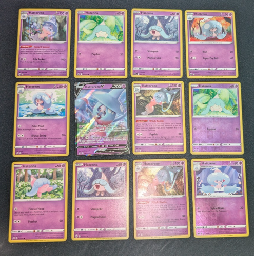 Hatenna Hattrem Hatterene Pokemon Card Collection Set of 12 English ...