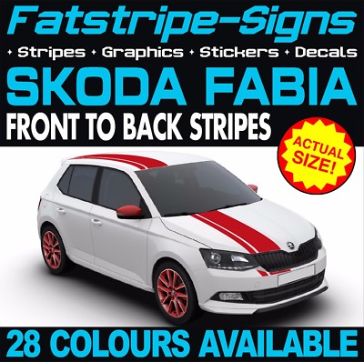 to fit SKODA FABIA STRIPES GRAPHICS STICKERS DECALS VRS 1.2 1.4 2.0 V8 ...