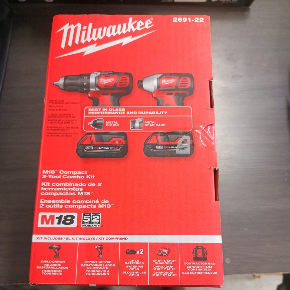 Milwaukee 2691-22 M18 18V Cordless Li-Ion Drill Driver Impact Driver ...