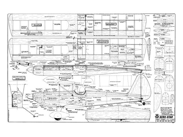 Acro Star Biplane 51" WS RC Radio Control Airplane Printed Plans ...