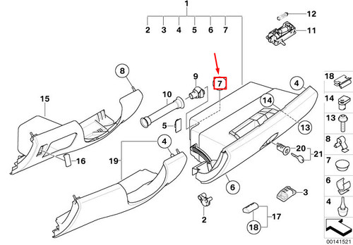 MINI COOPER R50, R53 GLOVE BOX COVERING CAP 51167075844 7075844 NO DUTY ...