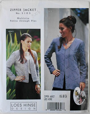 Lois Hinse Design 5105 Misses Zipper Jacket Sewing Pattern Sz XXS-XXL ...