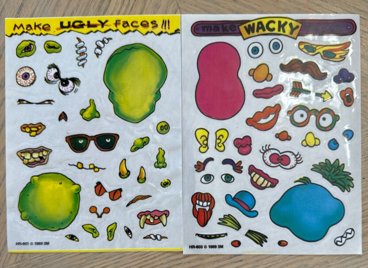 Vintage 1989 Stickers Make Ugly Faces, Make Wacky Faces | eBay