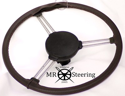 FITS LAND ROVER SERIES 3 1971-1985 BROWN PERFORATED LEATHER STEERING ...