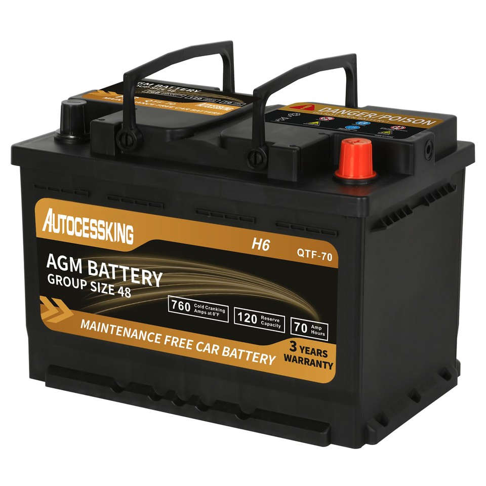Platinum AGM Battery BCI Group 48 12v 70ah H6 Size 48 Automotive Car ...