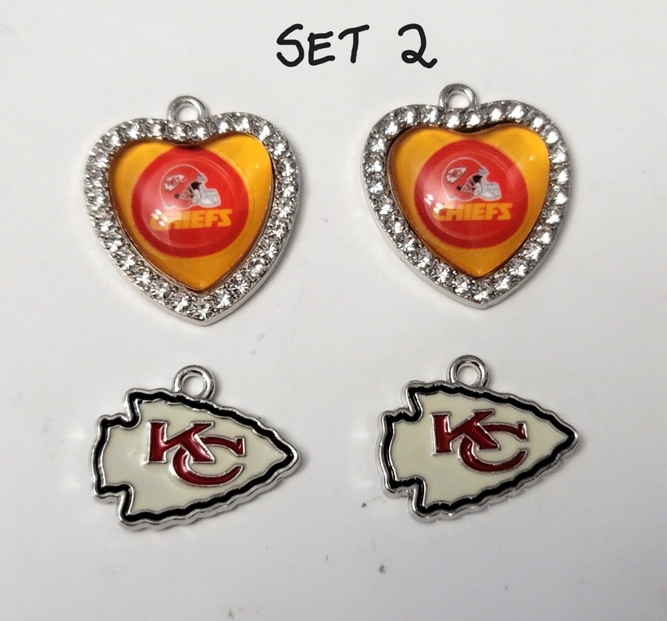 Sale set 4pcs exclusive charm of NFL Champion team KC Chiefs, CZ stones ...