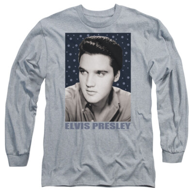 ELVIS PRESLEY BLUE SPARKLE Licensed Men's Long Sleeve Graphic Tee Shirt ...