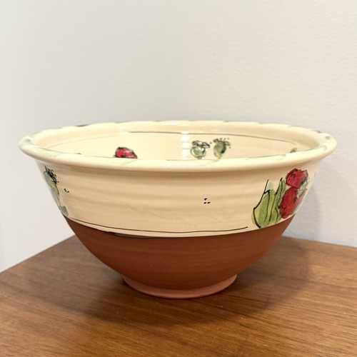 Jan Hoyman Earthenware Pottery Large Mixing Bowl Red Poppy Flowers 11 ...