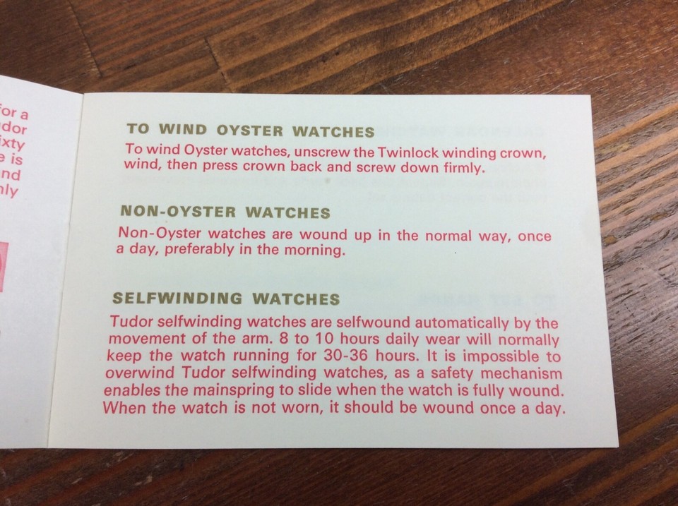 Tudor Vintage Guarantee Booklet 1971 Ink Unpunched | eBay