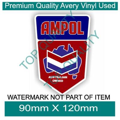 VINTAGE AMPOL SHIELD CREST Decal Sticker Vintage PETROL OIL Hot Rod ...