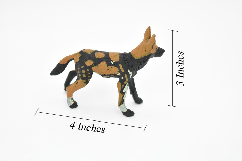 African Wild Dog Toy, Figure, Painted, Educational, Realistic Rubber ...