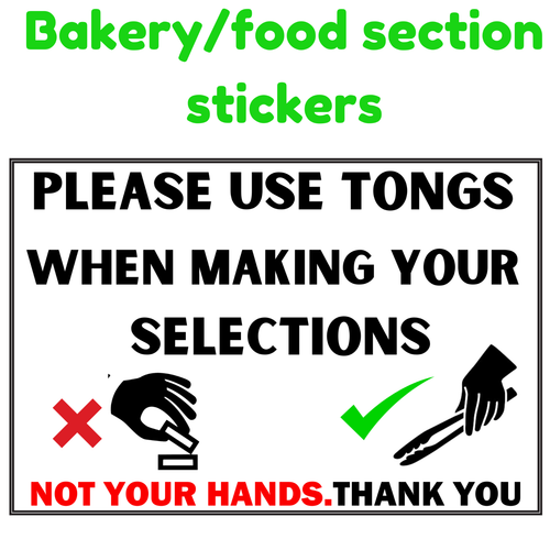 Please use TONGS bakery/food section Stickers sticky back UK Seller ...