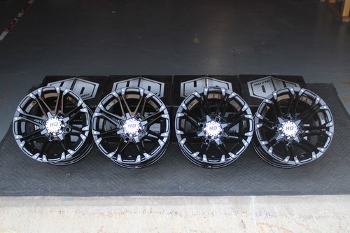 HONDA RUBICON 500 SRA 12" STI HD3 BLACK ALUMINUM ATV WHEELS ( SET 4 ...