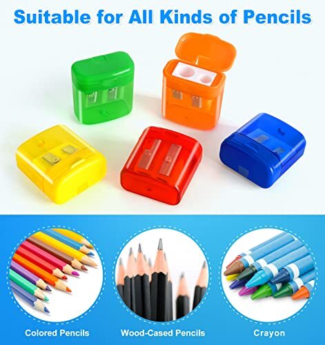 60 Pack Pencil Sharpeners Bulk - Double Hole Pencil Sharpener Manual ...